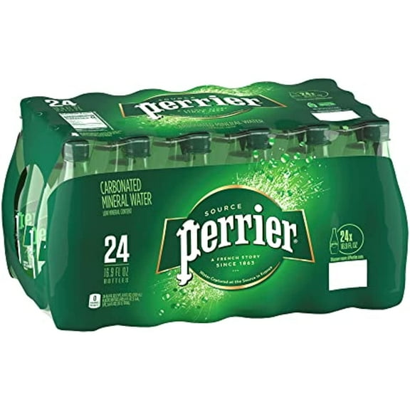 Perrier Sparkling Natural Mineral Water, 11 oz Glass Bottles, Pack of ...