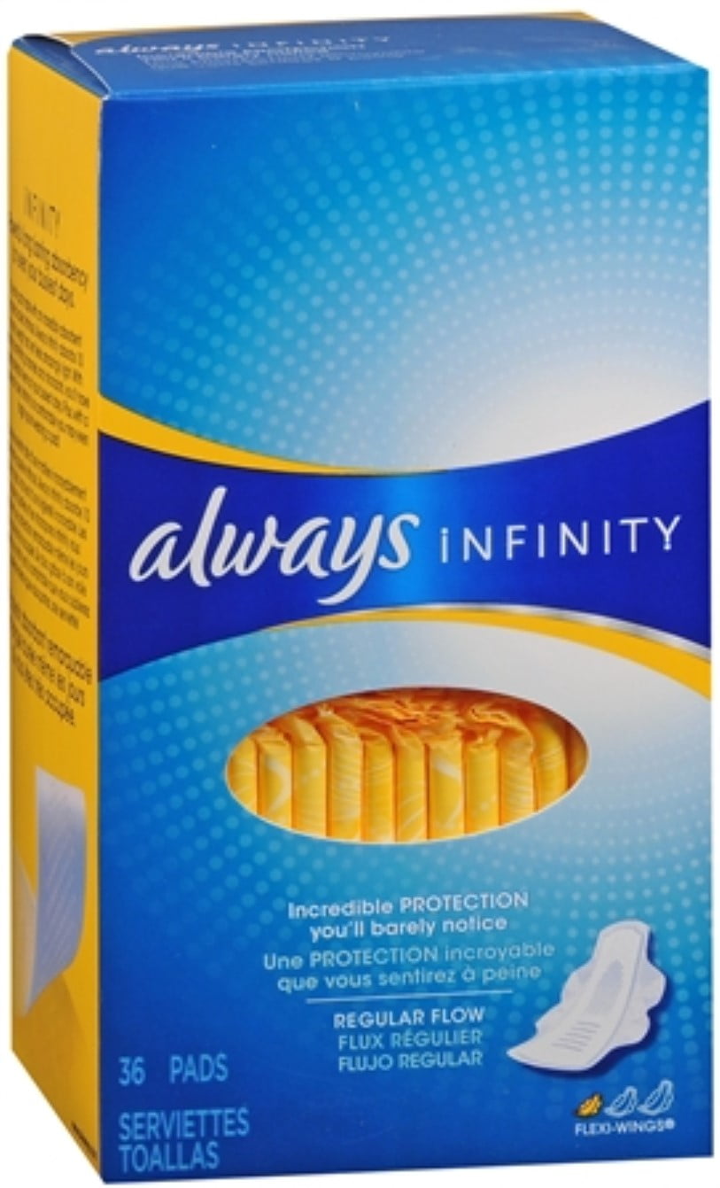 Always Infinity Maxi Pads Flexi-Wings Regular Flow 36 Each (Pack of 6 ...