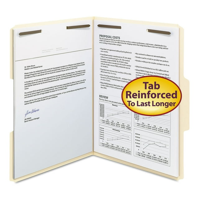 Smead 1/3 Cut Assorted Position Tabs Two Fastener File Folder, Manila ...