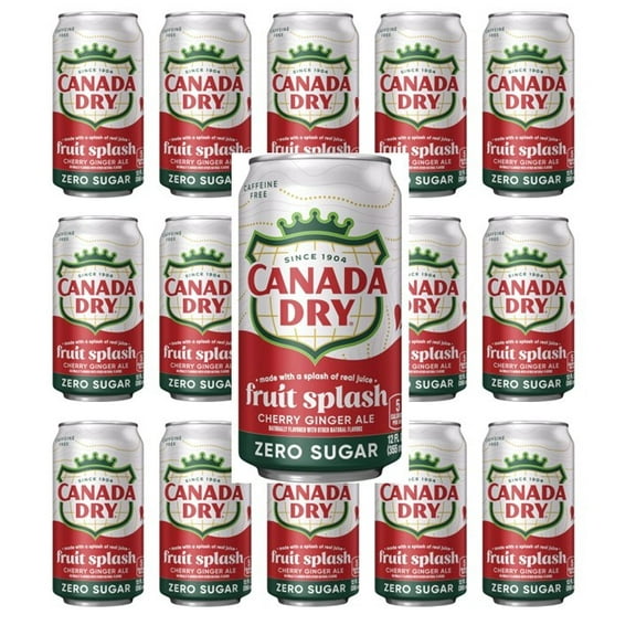 Canada Dry Ginger Ale Soda Cans 12 Fl Oz Fruit Splash Cherry Pack of 24 ...
