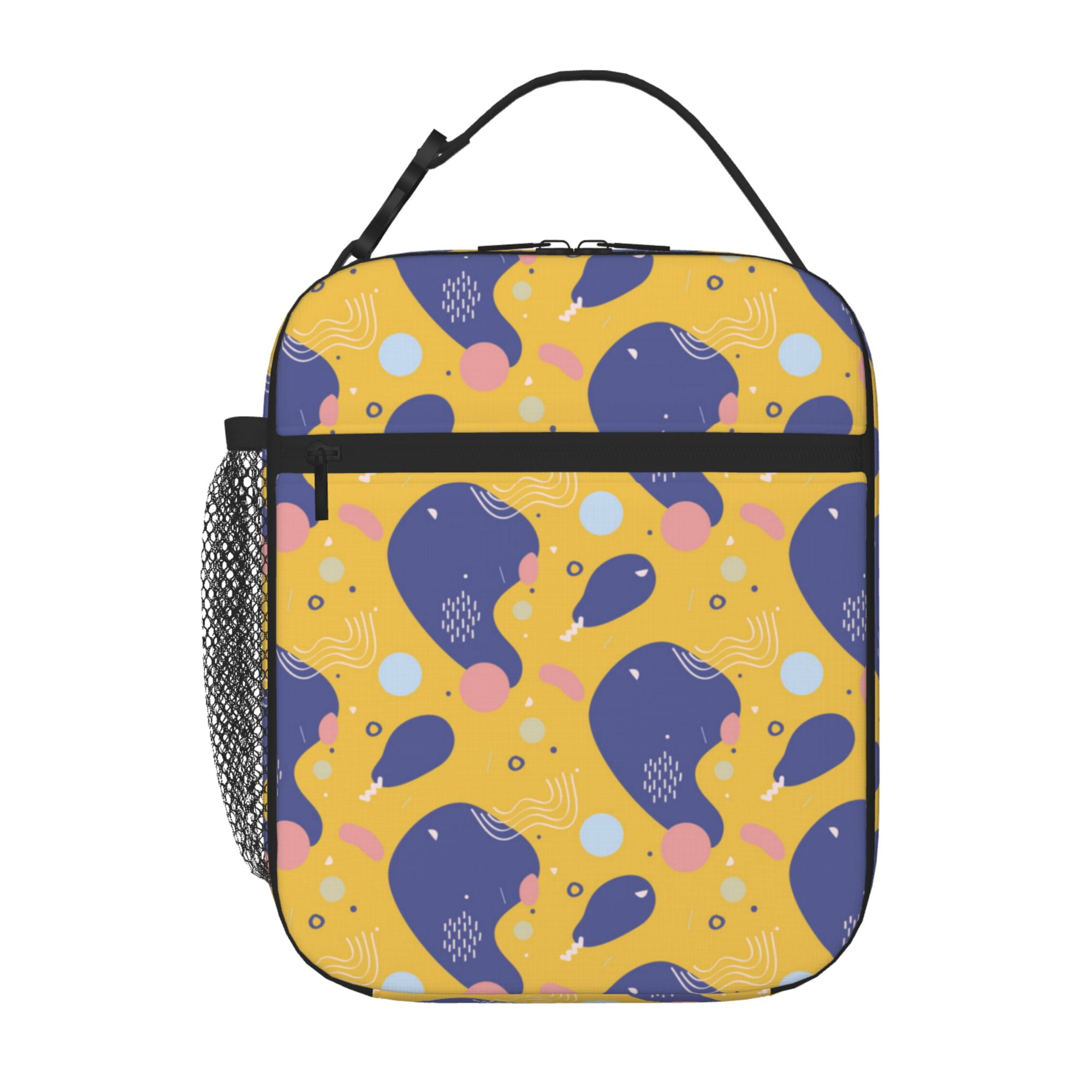 TEQUAN Portable Lunch Bag, Abstract Geometric Elements Yellow Pattern ...