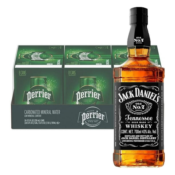 Pack 24 Agua Perrier Mineralizada Lata 330 ml + Whisky Jack Daniel's ...