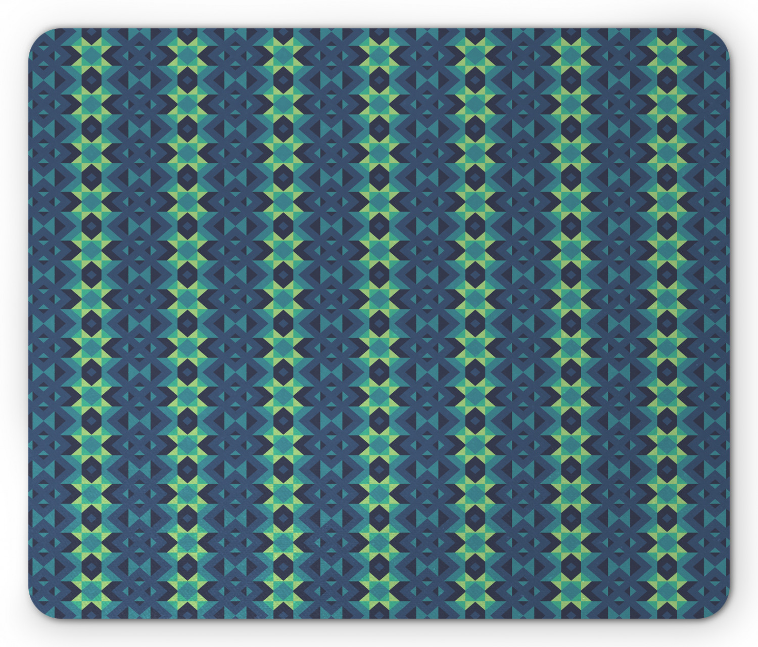 Blue and Green Mouse Pad, Symmetric Geometric Vertical Borders with Zig ...