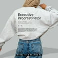 Executive Procrastinator T-Shirt – Funny Minimalist Back Print Crewneck ...
