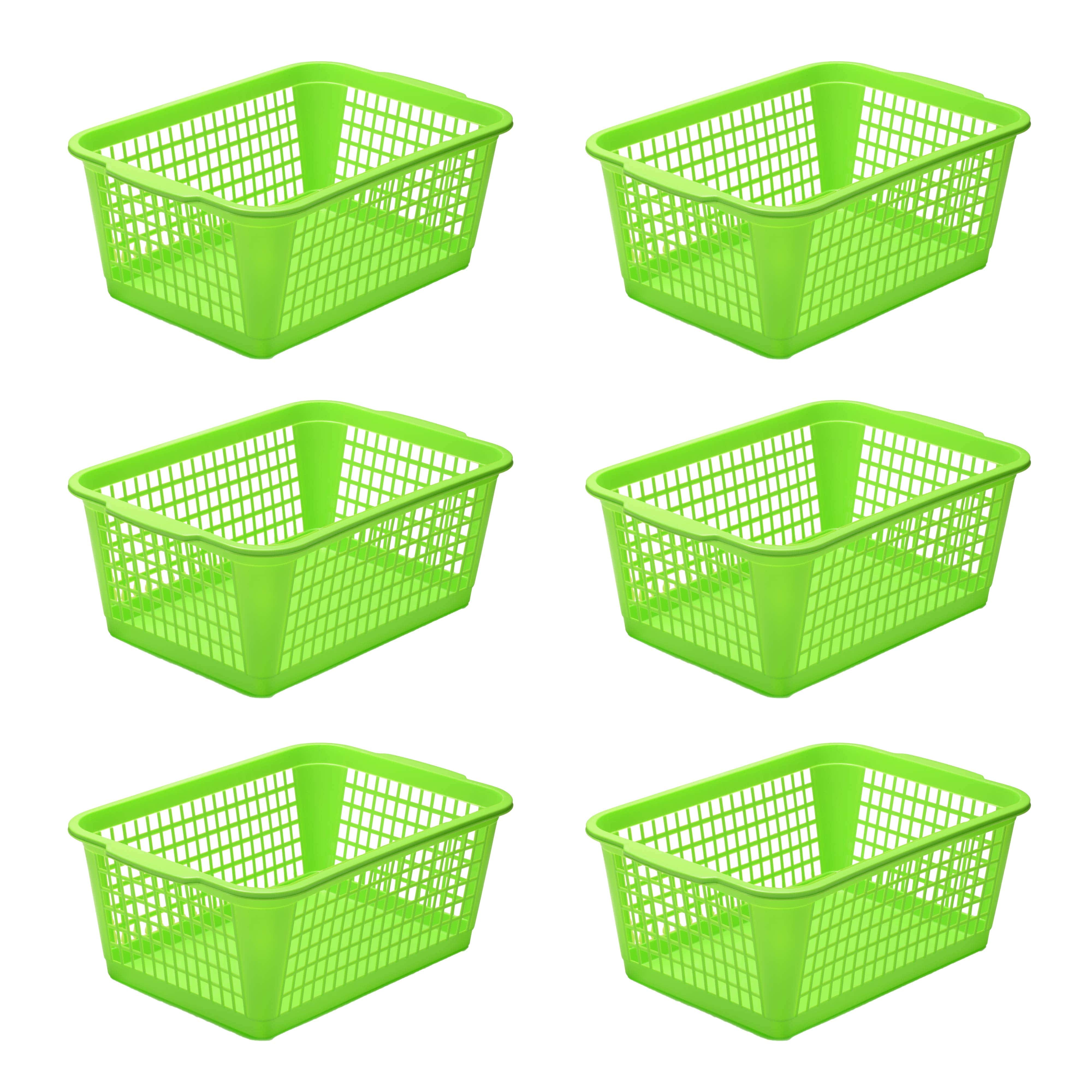YBM Home Large Plastic Storage Basket (6 Pack), Green 15 L x 10 W x 6 H ...
