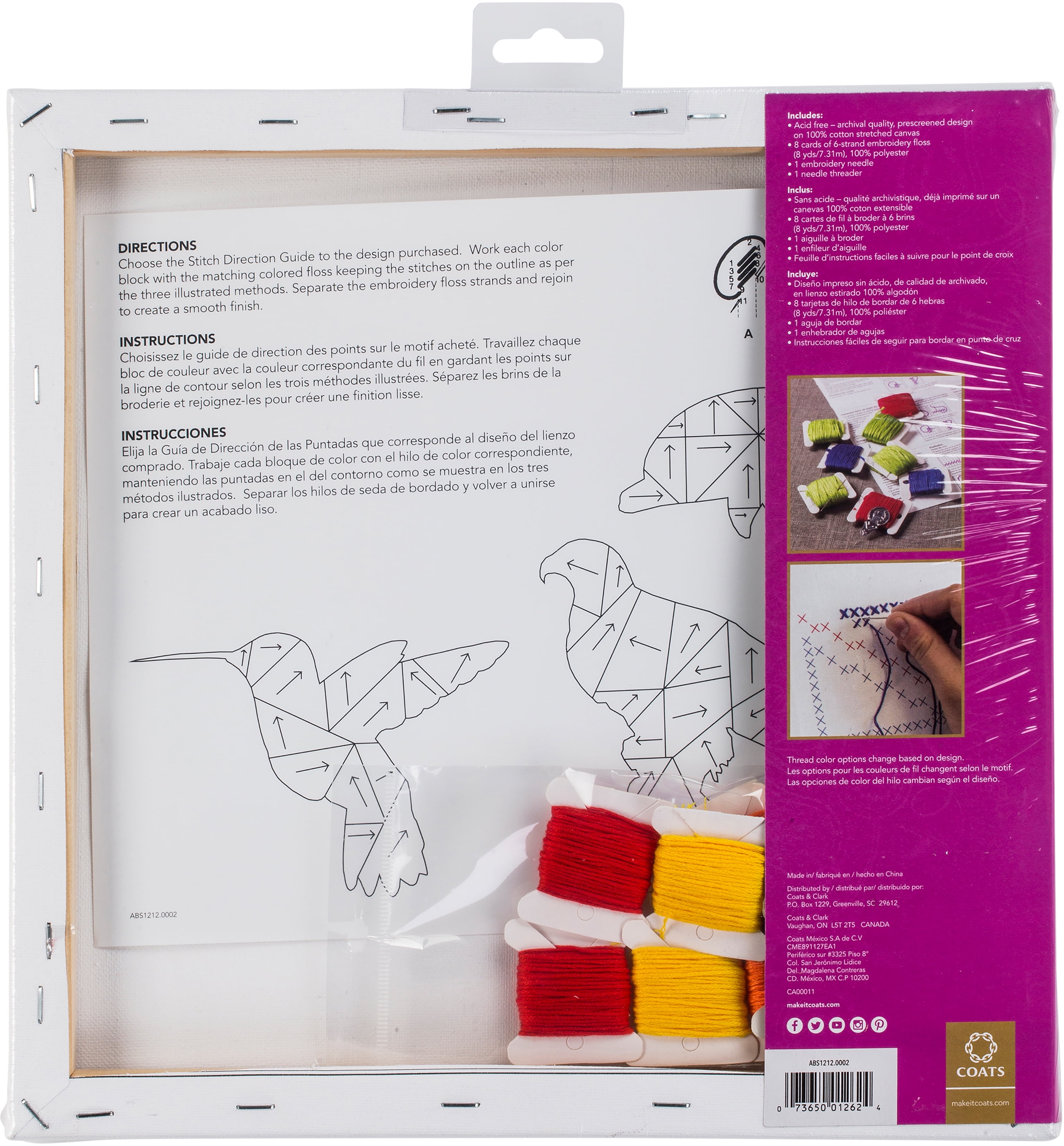 Anchor Big Stitch Art Embroidery Kit 12"X12"-Eagle Stamped On Stretched ...