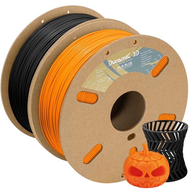 DURAMIc 3D PLA Plus Filament 1.75mm Black Orange 2 Pack, 1.75 PLA Pro ...