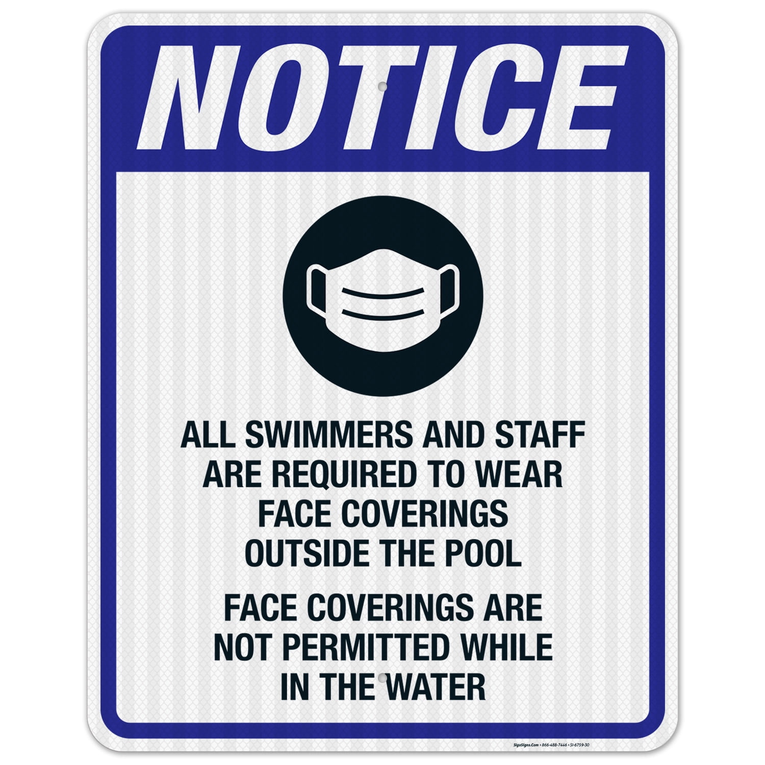 Notice All Swimmers And Staff Are Required To Wear Face Coverings Sign ...