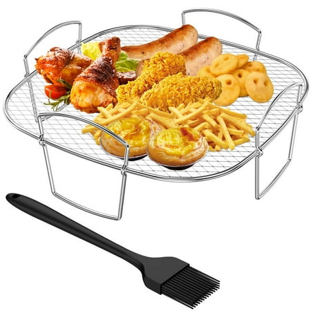 AMERTEER Square Air Fryer Basket Stainless Steel Air Fryer Rack Cooking ...