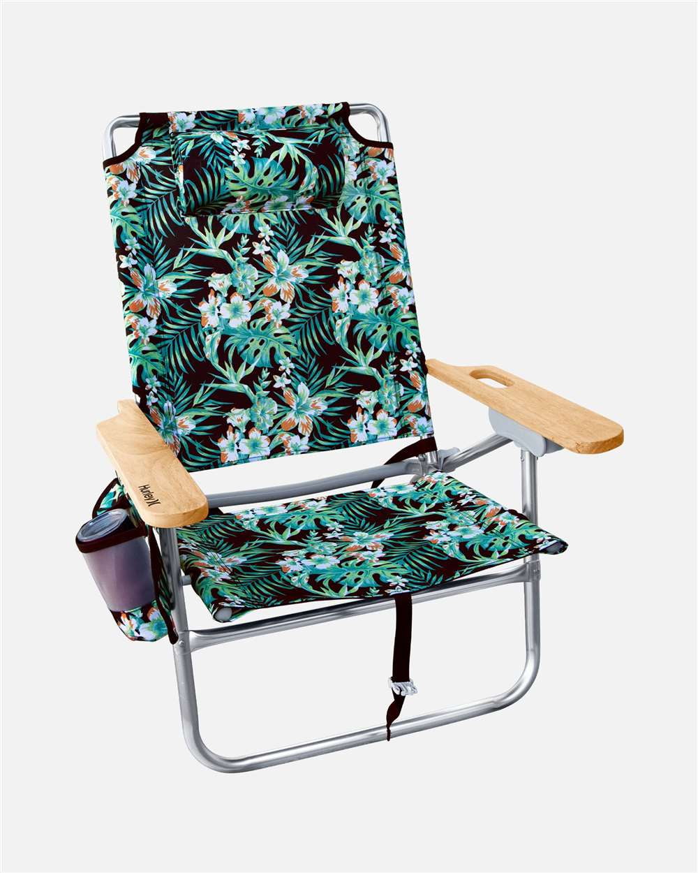 Hurley Mid-Height Wood Arm Beach Chair, Hawaiian Gardens, Black ...