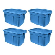 TOUGH BOX 27 Gal Stackable Storage Totes w/ Lids, Black and Yellow (4 ...
