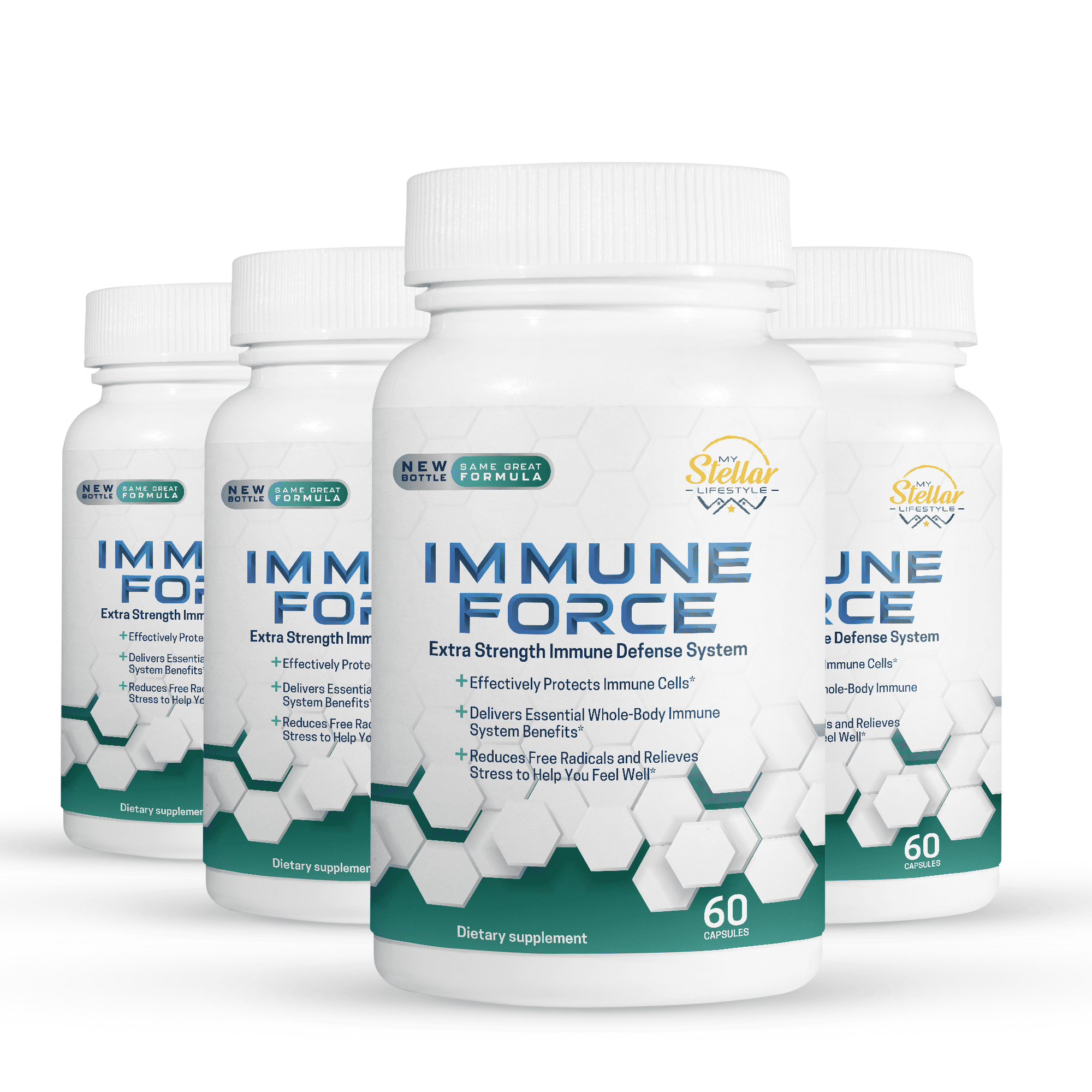 4 Pack Immune Force, extra strength immune defense system-60 Capsules ...