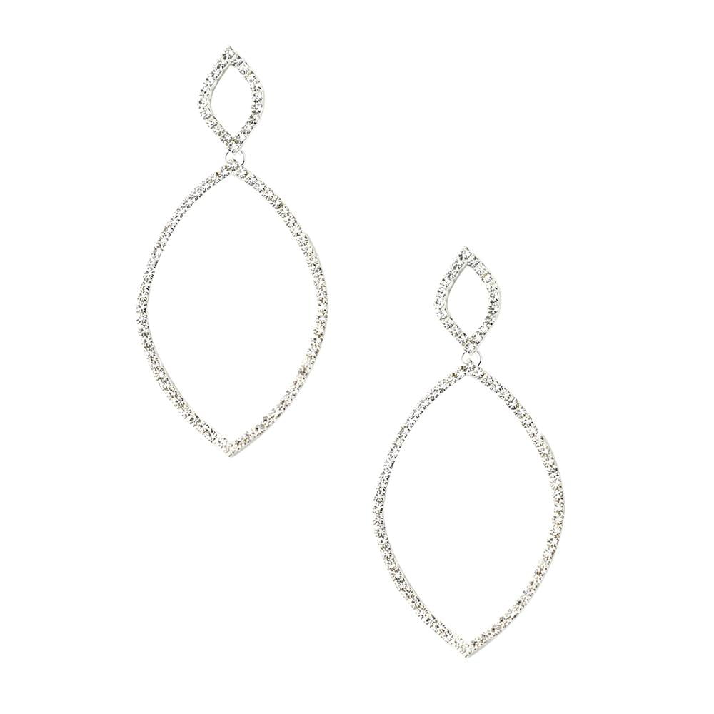 Rhombus Rhinestone Drop Earrings, Silver, 3-Inch - Walmart.com