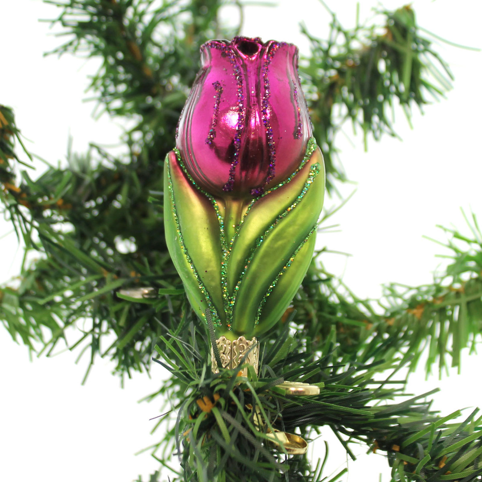 Old World Christmas CHRISTMAS TULIP Glass Love Hope Flower 36166 PURPLE ...