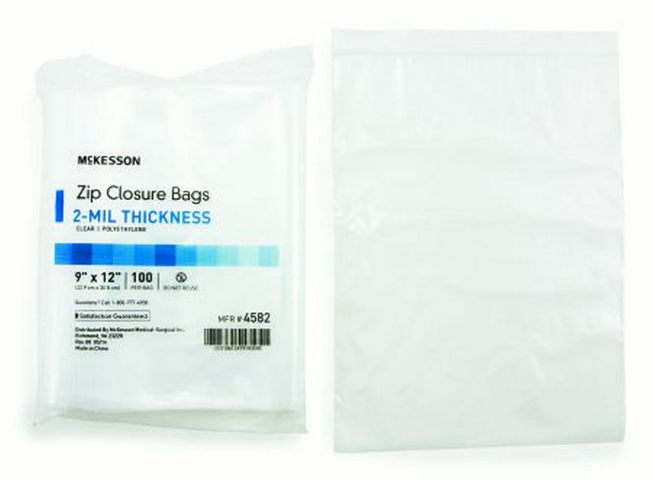 McKesson Zip Closure Bag Polyethylene Clear, 9 X 12 In, Bag of 100 ...