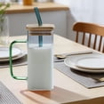 400ml Glass Cup with Lid and Straw, Multipurpose Iced Coffee Tumbler ...