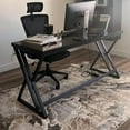 55 Inch Industrial Computer Desk, Rustic Wood and Metal Writing Desk ...