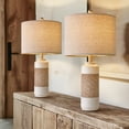 Oneach Modern Farmhouse Resin Table Lamp Set of 2, Rustic Rattan ...