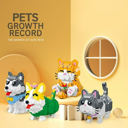 City Micro Size Building Blocks Animals Cute Toy Corgi Dogs Cats Husky ...