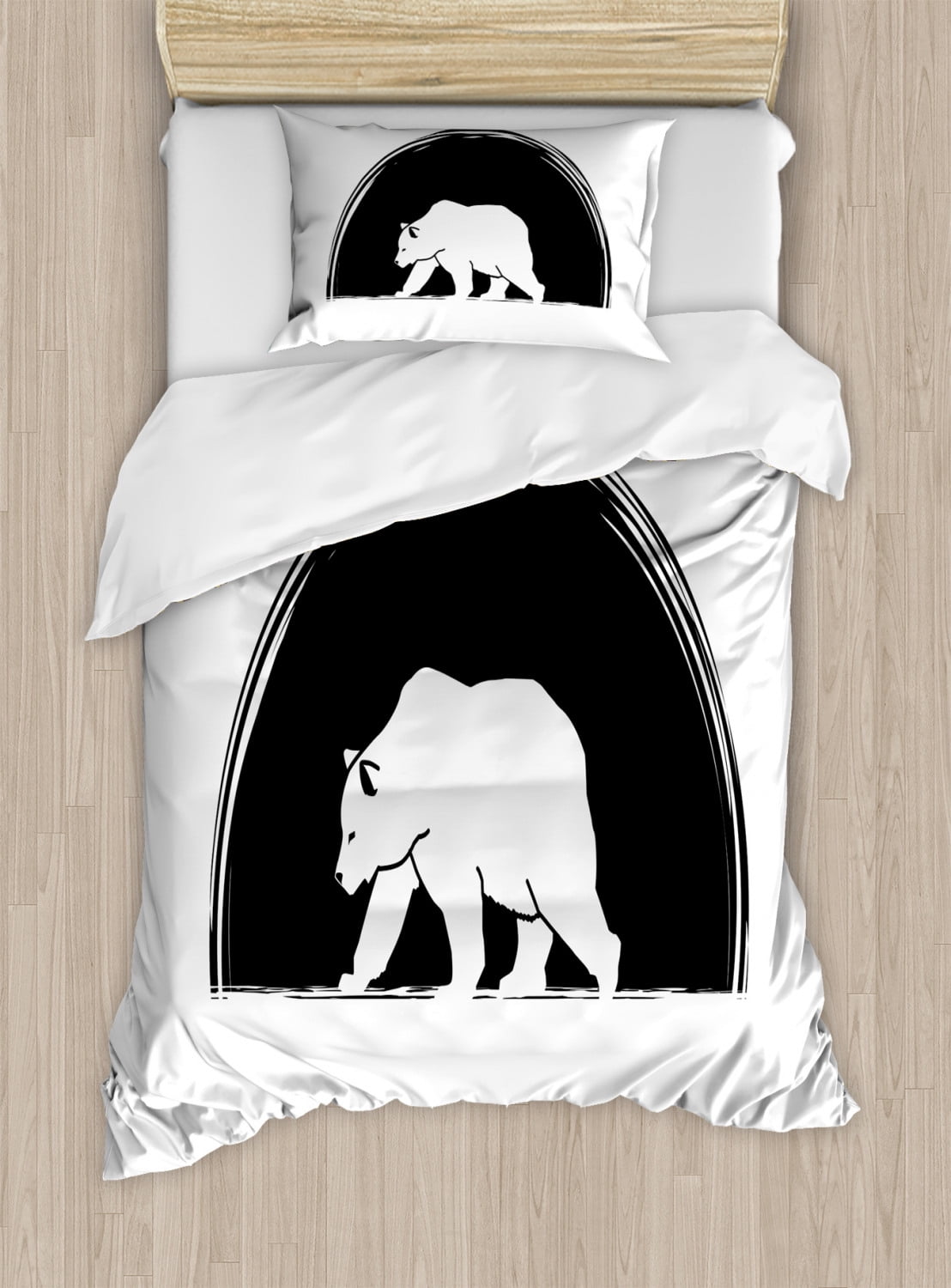 Animal Duvet Cover Set Twin Size, Big Polar Bear Walking Side View ...