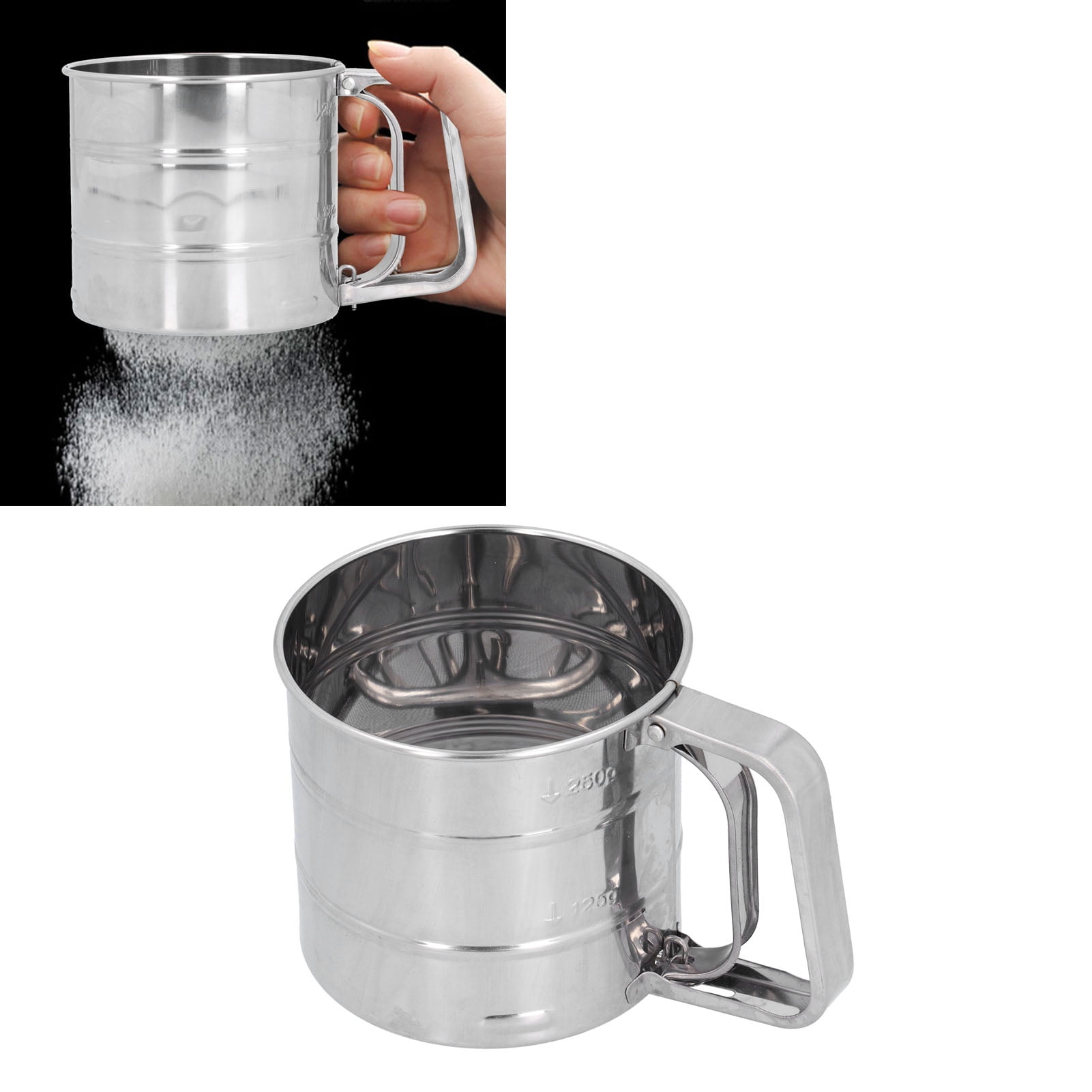ESTINK Stainless Steel Flour Sifter,Powdered Sugar Sifter,Stainless ...