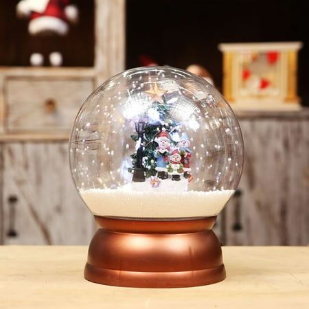 Christmas Musical Snow Globe Lighted Xmas Glittering Water Lamp USB ...