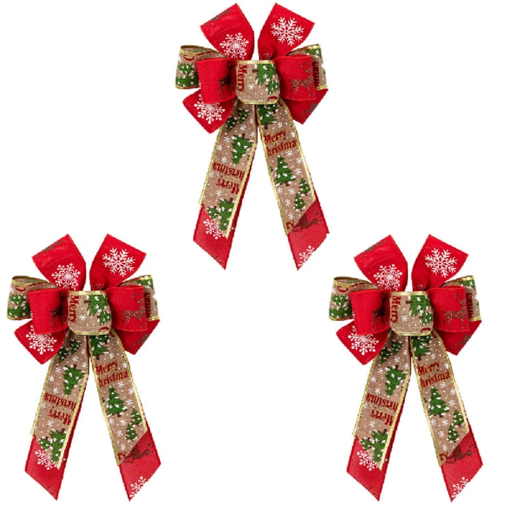 3pcs Reusable Large Christmas Wreath Bows Burlap Buffalo Plaid Wreath