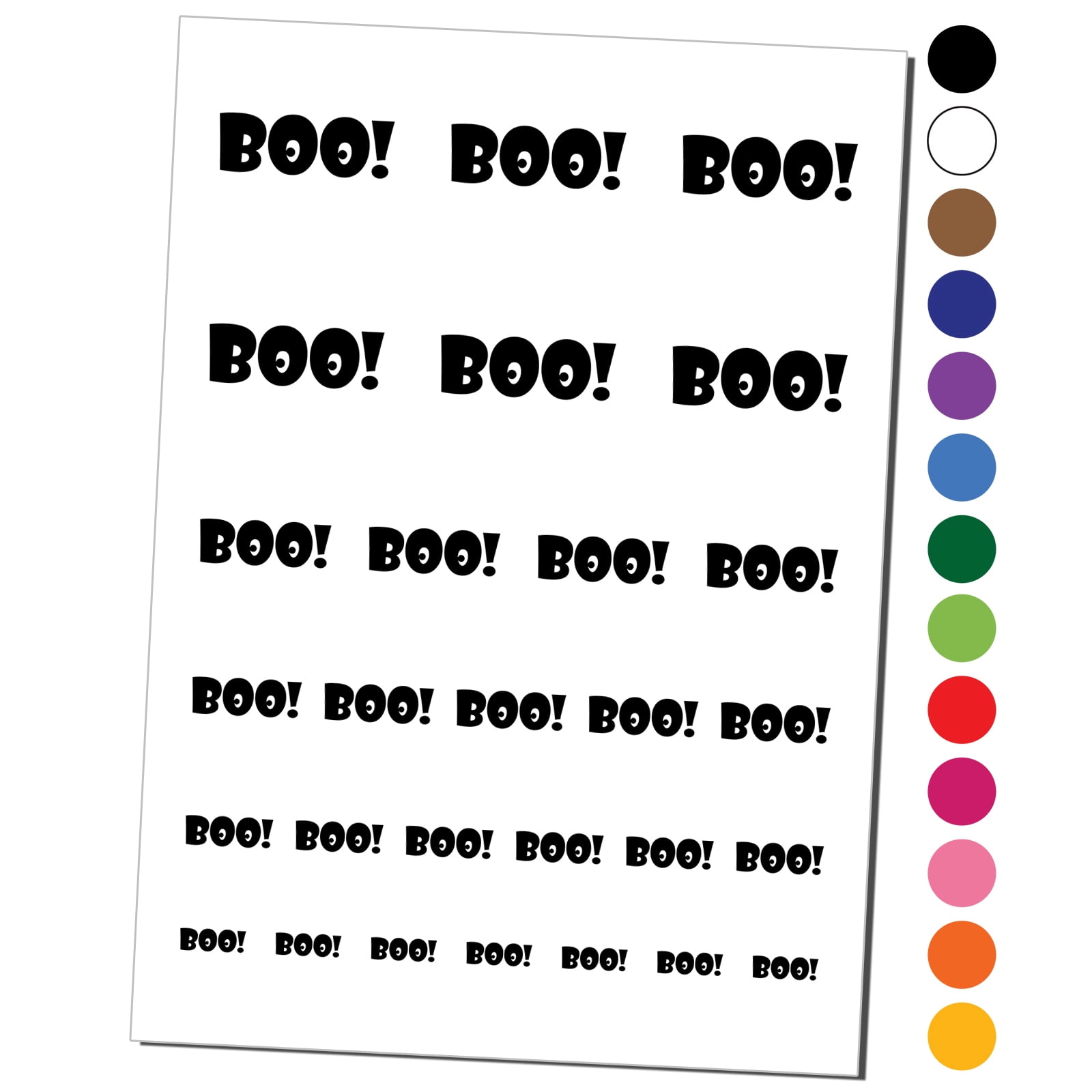 Boo with Eyes Halloween Fun Text Water Resistant Temporary Tattoo Set ...
