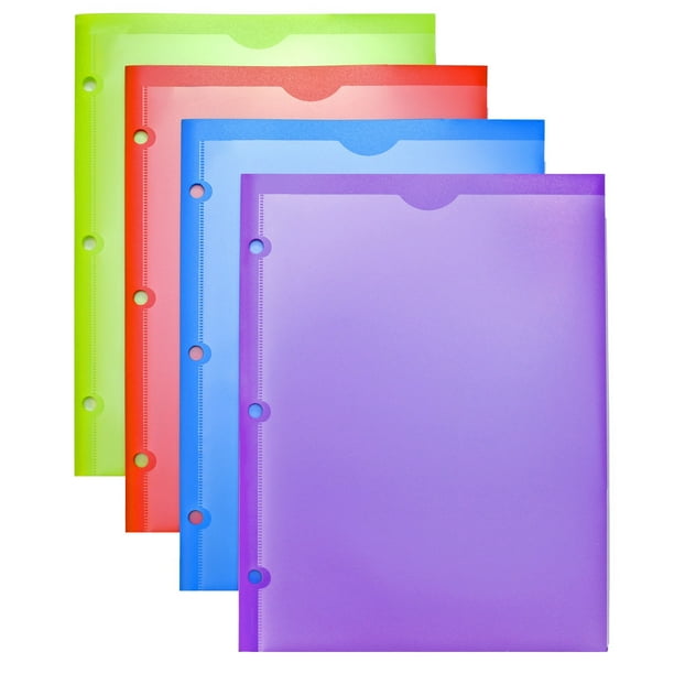 RYWESNIY 4 Pocket Plastic Folders ,3 Hole Punch,Letter Size, Assorted ...