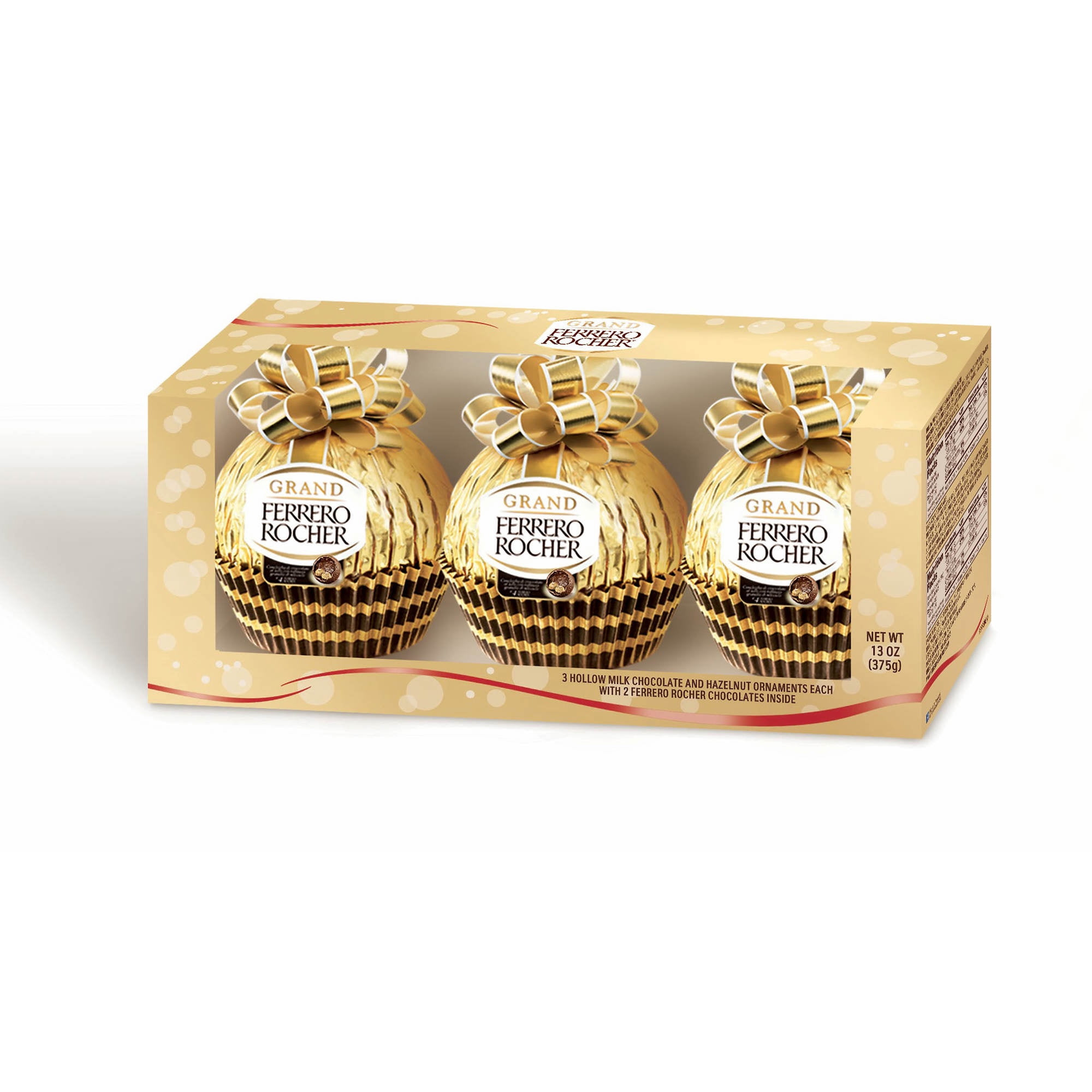 Grand Ferrero Rocher Milk Chocolate and Hazelnut Ornaments, 3 pk ...