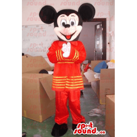 Mickey Mouse Disney Cartoon Character Dressed In Exotic Red Gear ...