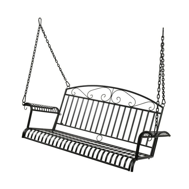 55” Long Hanging Swing Chair Heavy Duty Iron Porch Swing Bench 2 Seats ...
