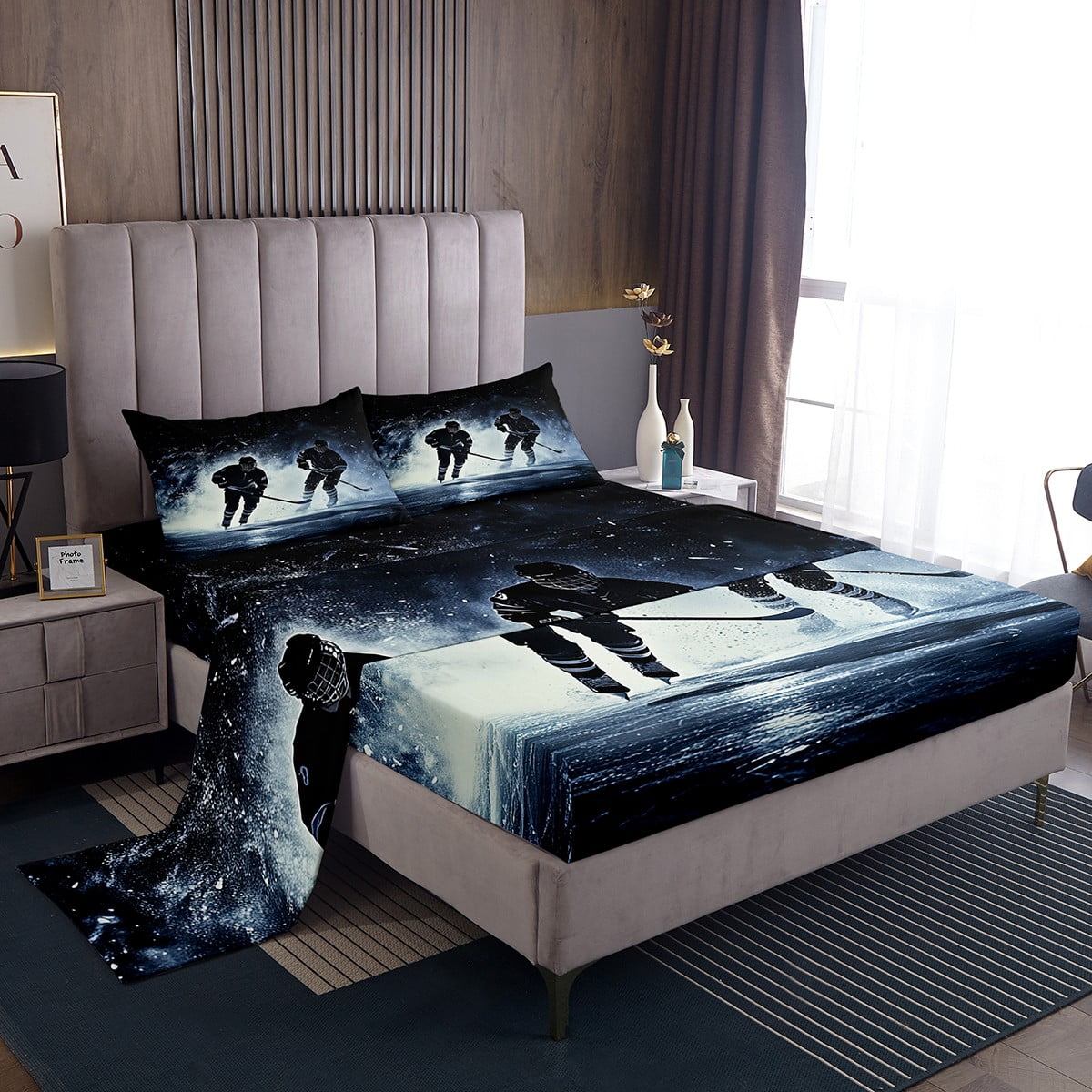 Click here for Yst Ice Hockey Bed Sheets Set Twin watercolor Hock... prices