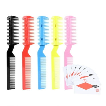 Razor Comb W/Built in Comb & 5 Bonus Blades Hair Cutting Thinning Salon ...