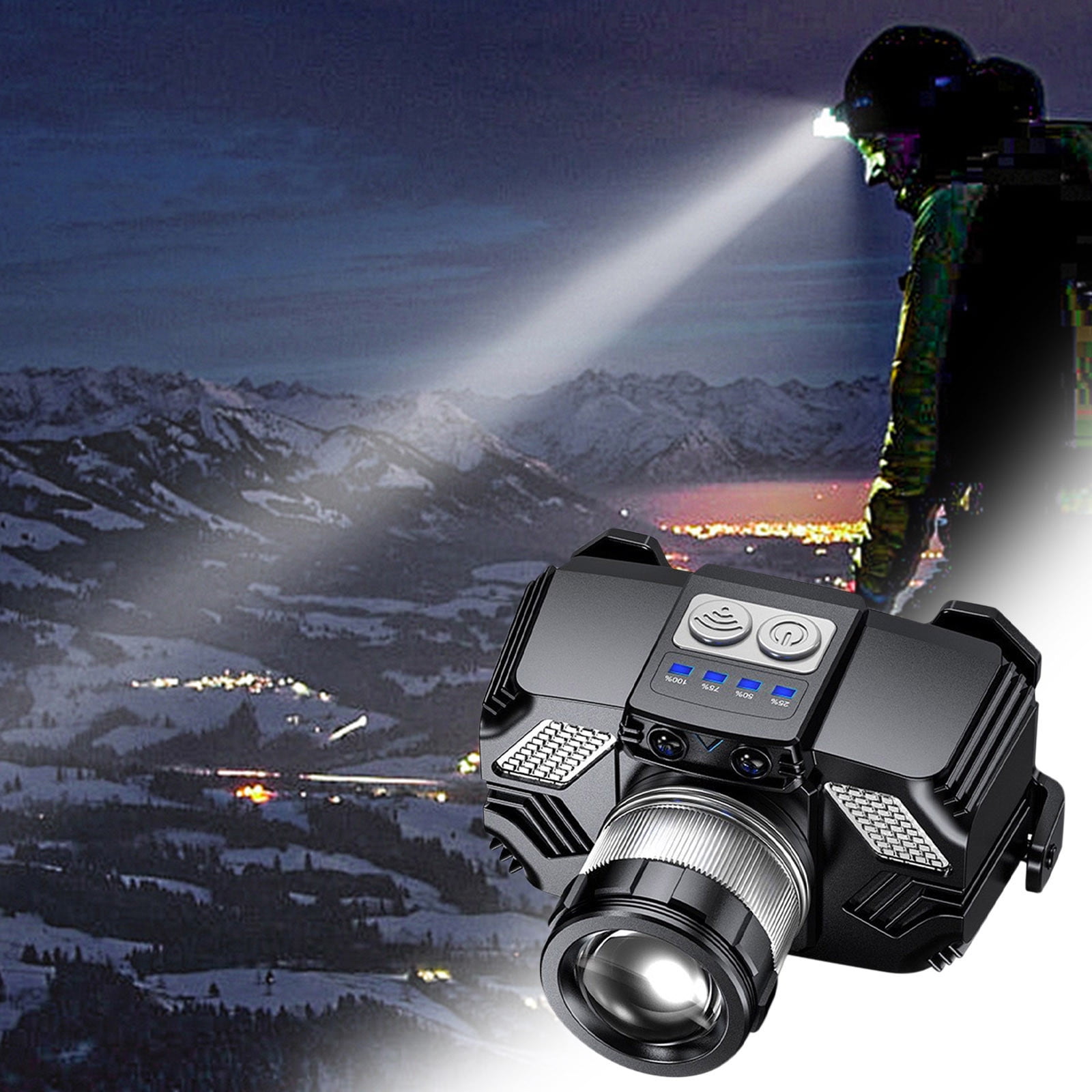 Linterna frontal LED recargable | Faro gran angular súper brillante con ...
