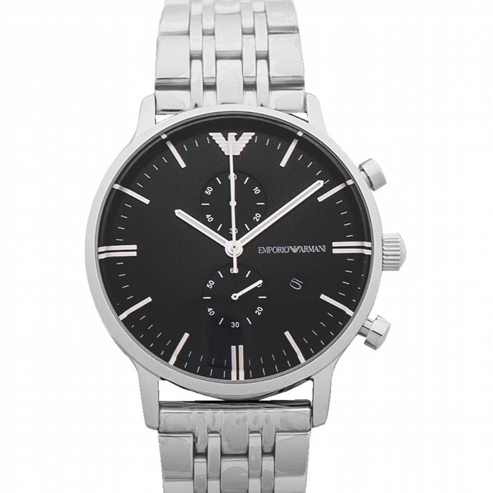 Emporio Armani Chronograph Black Dial Stainless Steel Men's Watch 43mm ...