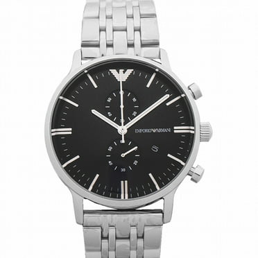 Emporio Armani AR0389 Men's Stainless Steel Chronograph Watch, Black ...