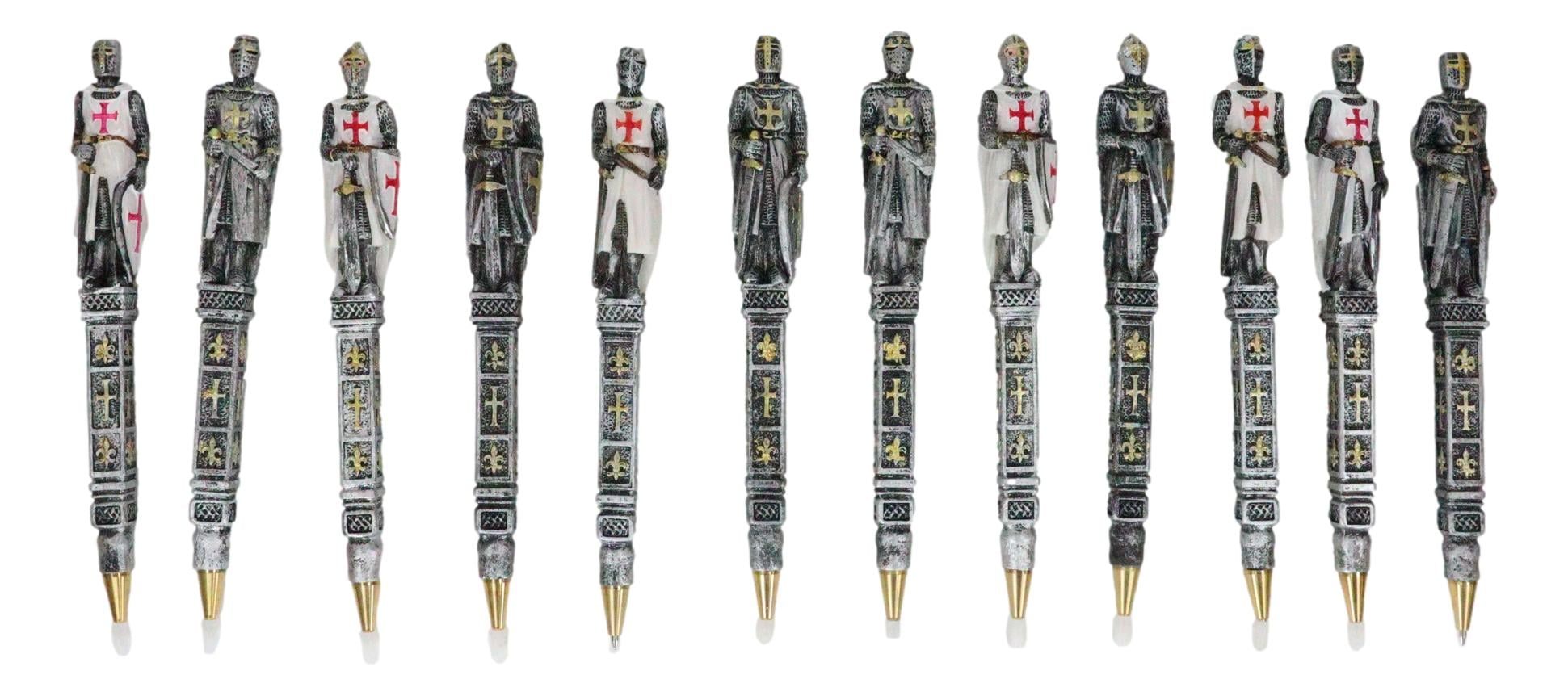 Pack Of 12 Medieval Crusader Knights Of The Cross Writing Pens Office ...