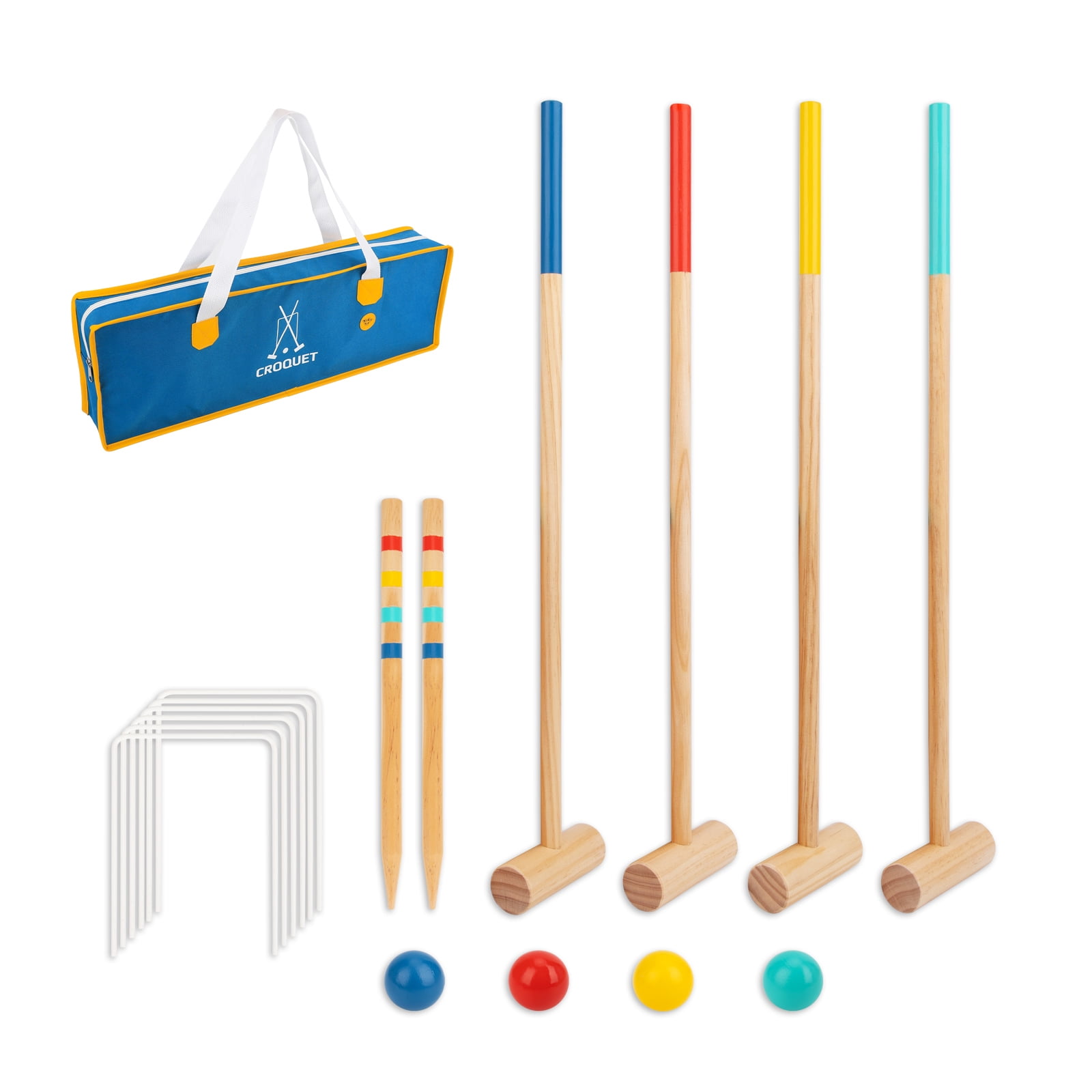 Wooden Kids Croquet Game Set With Carry Bag TOOKYLAND Wooden Croquet ...