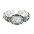 STC Silver Black Marcasite Crystal Women's Bangle Cuff Watch with ...