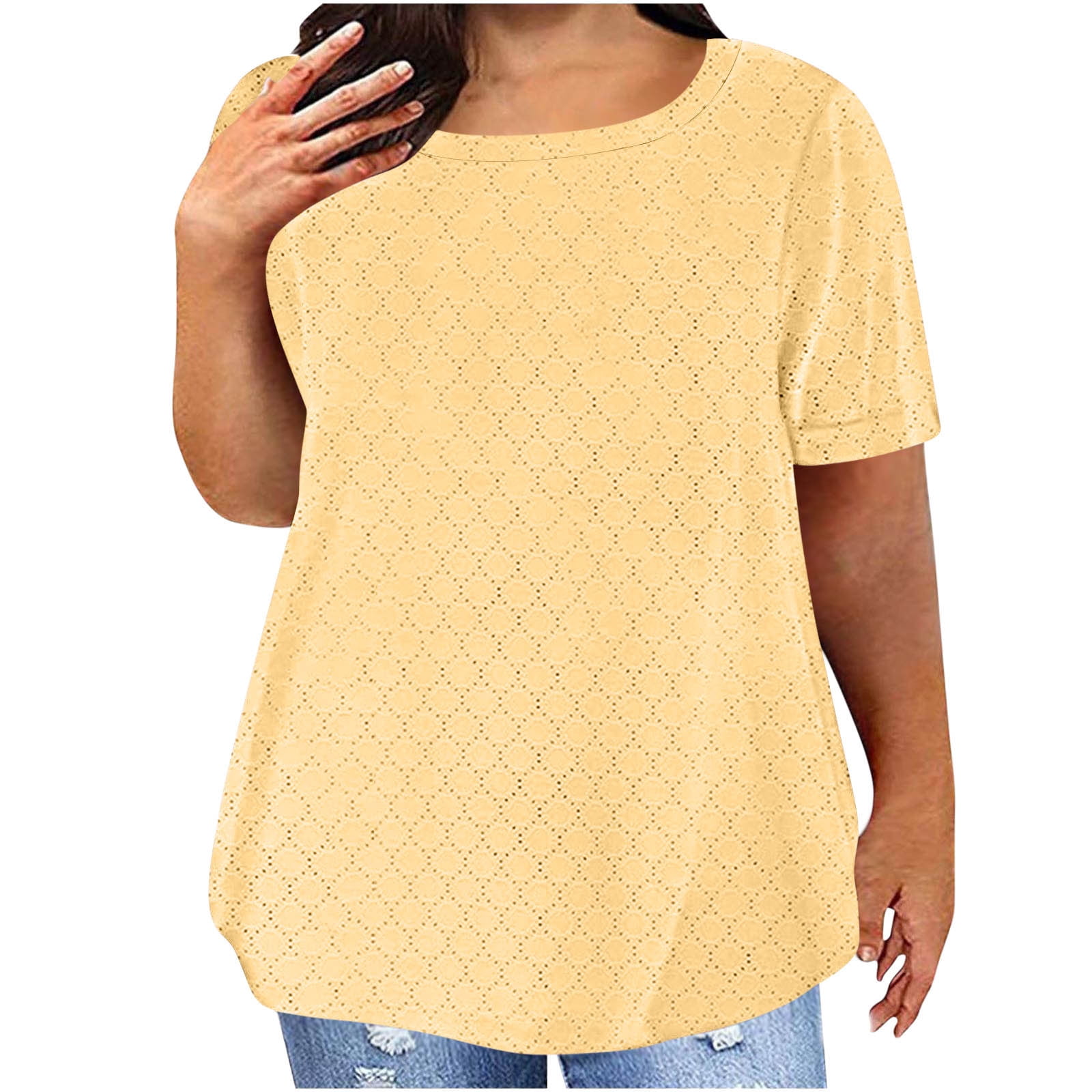 Click here for Fatyb Womens Plus Size Summer Tops Crew/V Neck Eye... prices