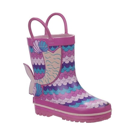 Laura Ashley O-LA81752D-Pink Multi-4 Girls Puddle Stompers Rain Boots ...