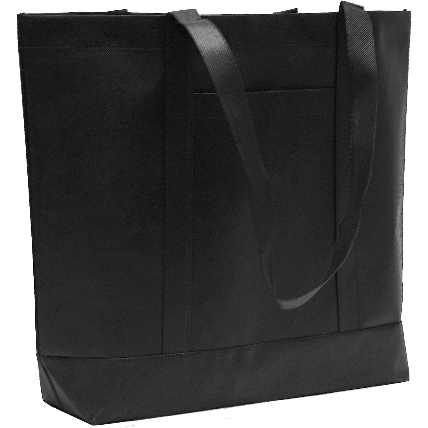 Helectqrin Grocery Tote Bag 5 Pack Black Heavy Duty Extra Large