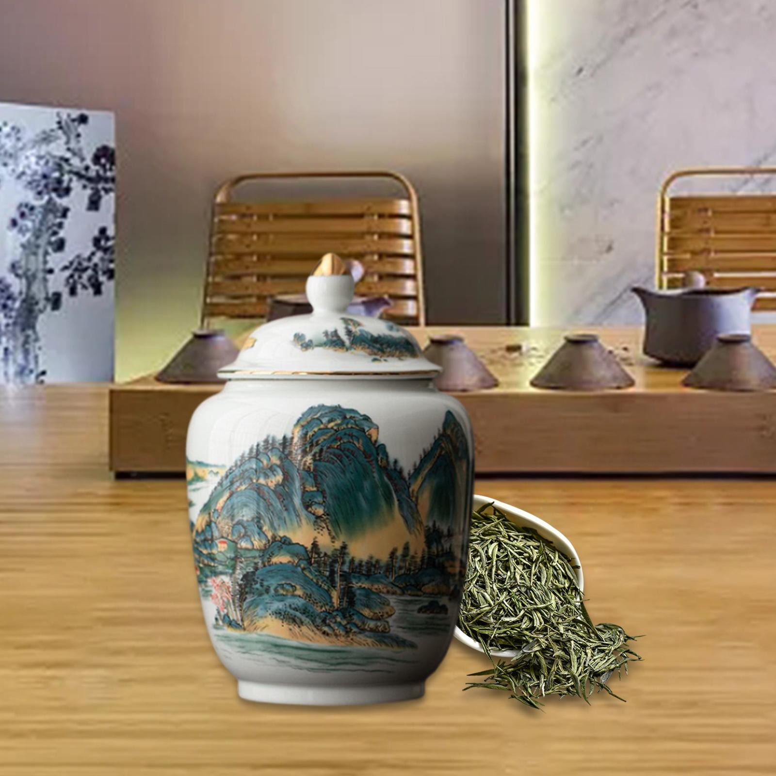 Tea Storage Porcelain Tea Canister Ginger Jar Traditional with Airtight ...