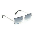 Men's Hip Hop Rectangular Sunglasses, Dark Gray Gradient Tint, Rimless ...