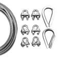 1/8" Cable Wire Rope Kit with Clips and Thimbles, Galvanized Wire ...