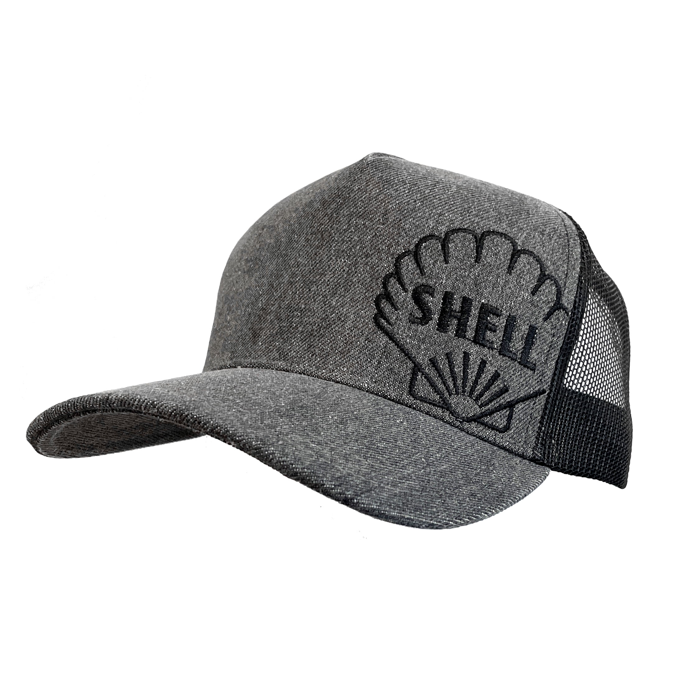 Shell Adult Grey Denim Trucker Hat with Adjustable Snap Closure Unisex ...
