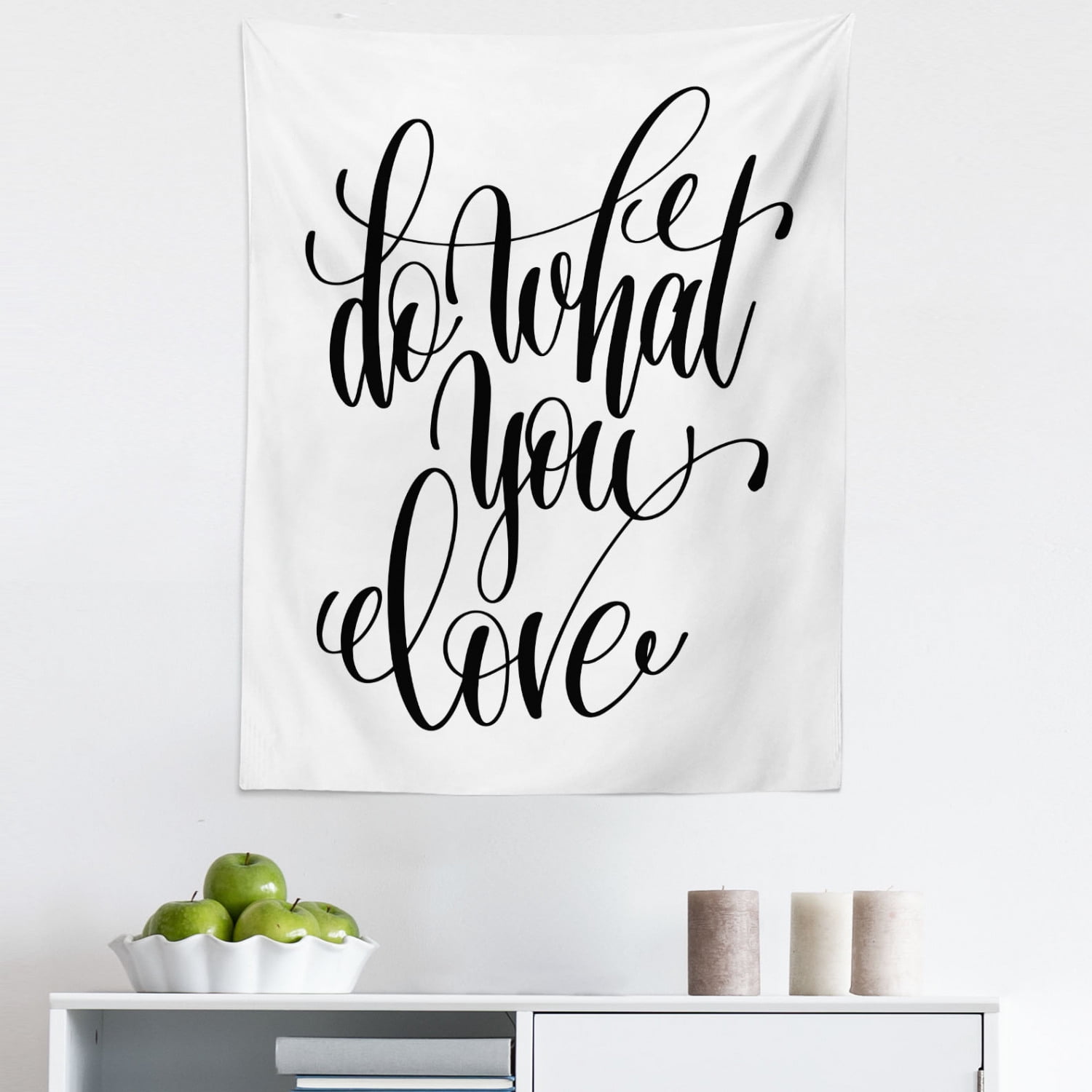 Saying Tapestry, Monochrome Style Lettering Design with Hand ...