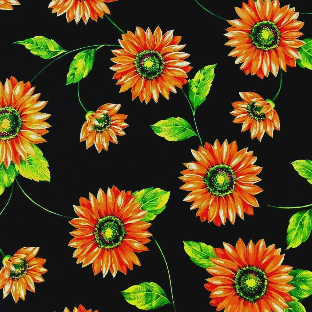 Sunflower Print Poly Cotton Fabric by the 5, 10, 15 and 20 Yard ...
