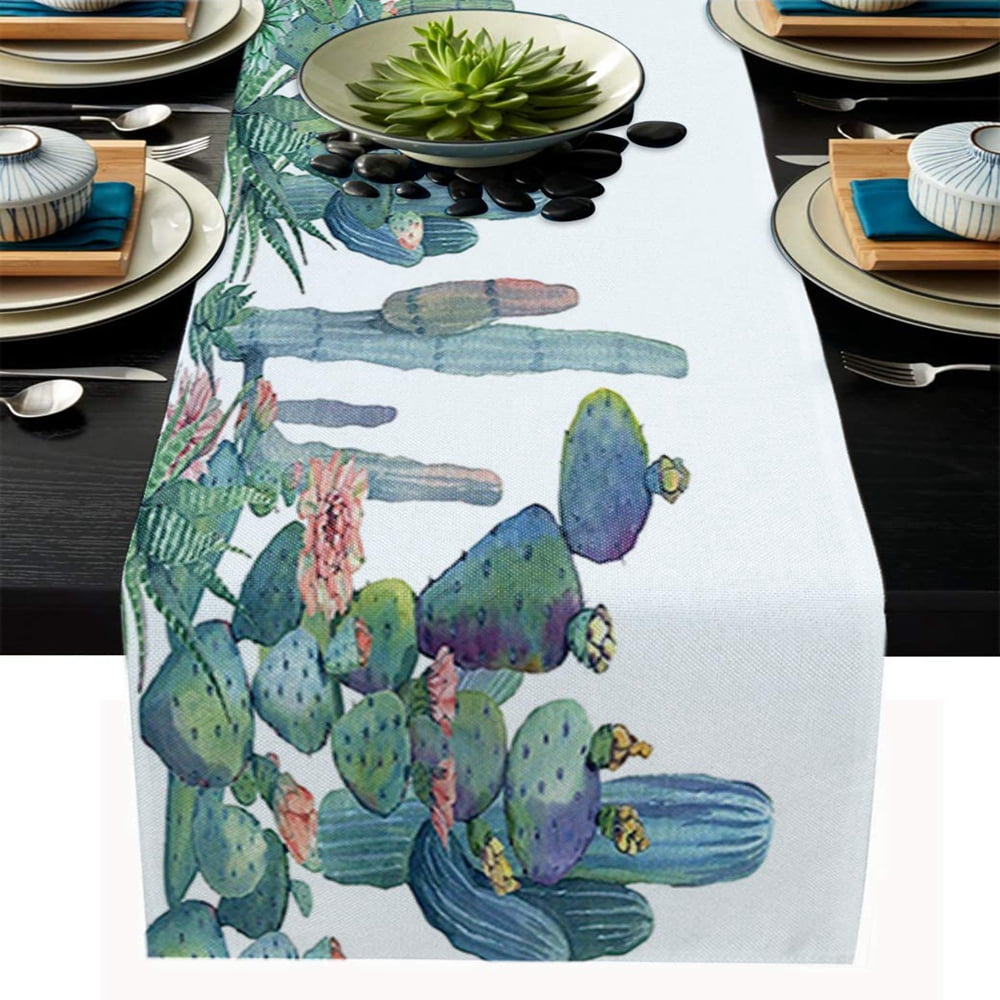 Cactus Table Runners Watercolor Cactus Tropical Succulent Boho Plant ...